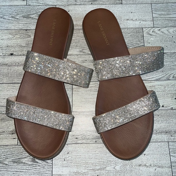 Lane Bryant | Shoes | Lane Bryant Rhinestone Twostrap Sandals | Poshmark